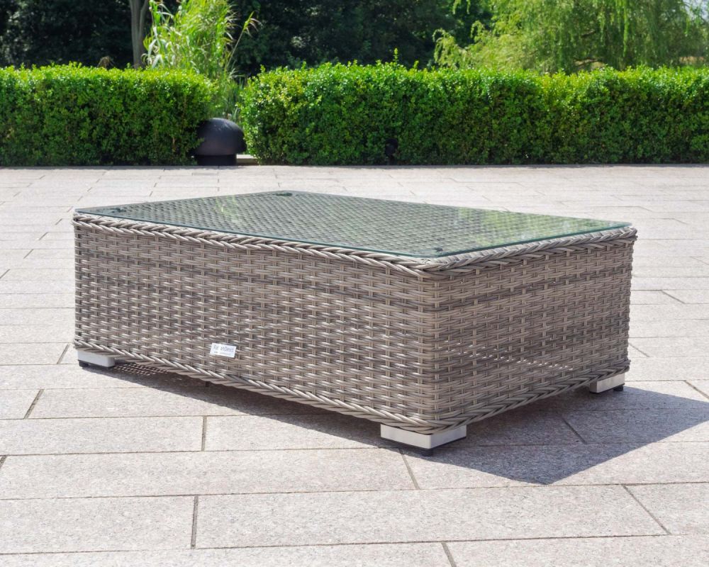 Lisbon Rattan Garden Coffee Table in Grey | Rattan Direct