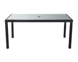 Open Leg Rectangular Rattan Garden Table in Black and Vanilla | Rattan ...